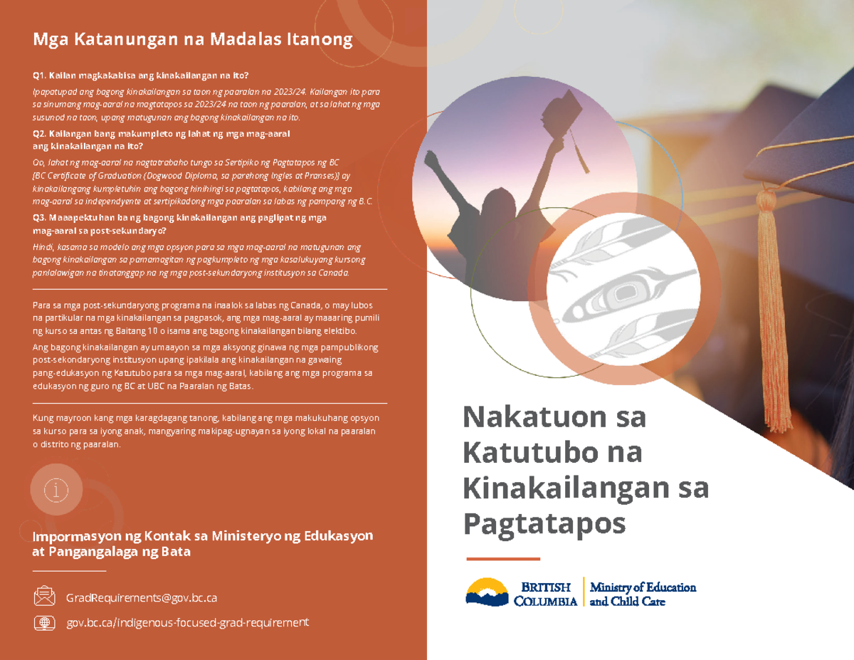 Indigenous grad req parent brochure tagalog - Nakatuon sa Katutubo na ...