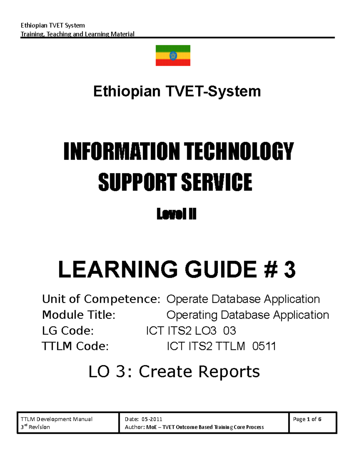 LO3 - Create Reports - Training, Teaching and Learning Material ...
