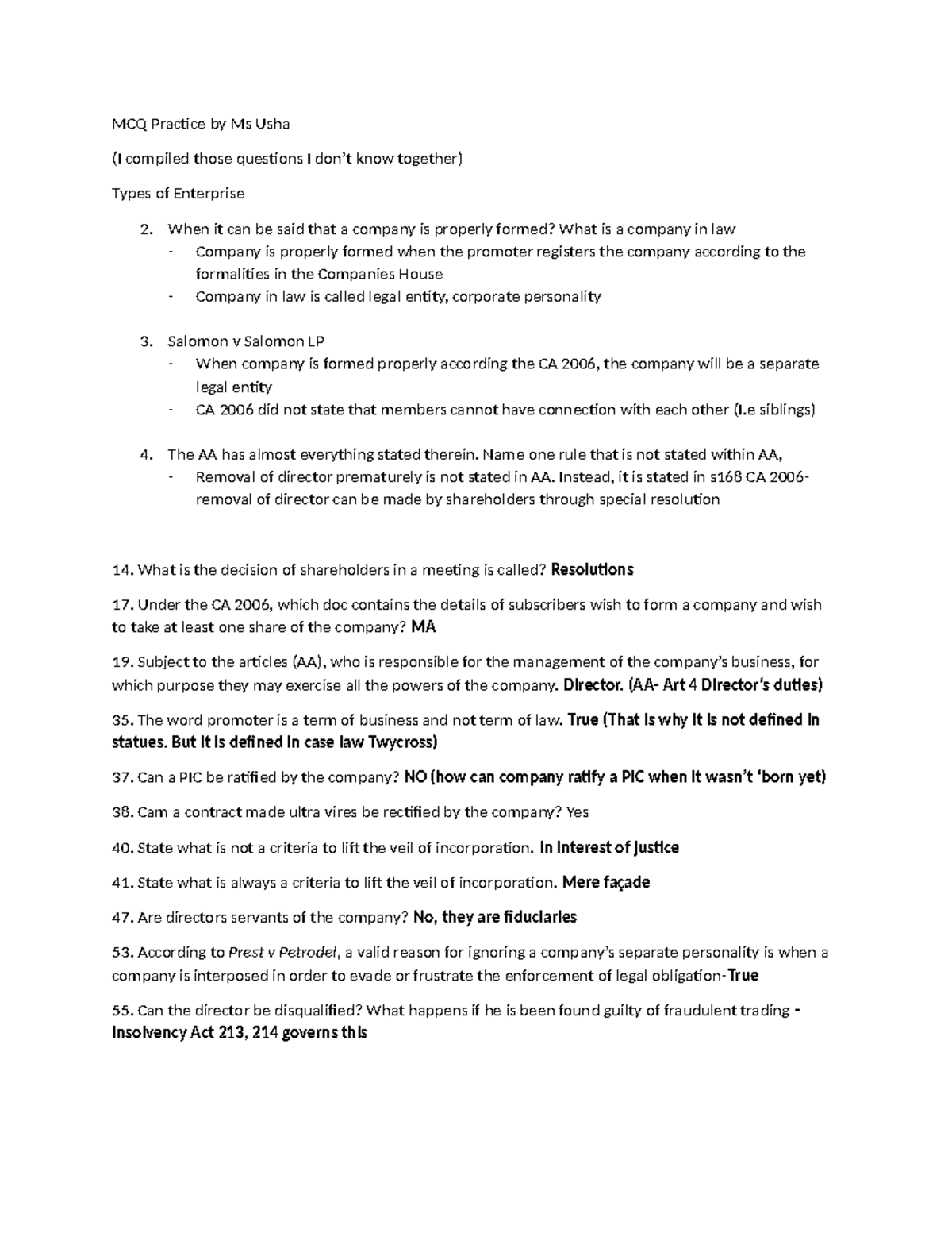 MCQ Practice Question for UKT Students - MCQ Practice by Ms Usha (I ...