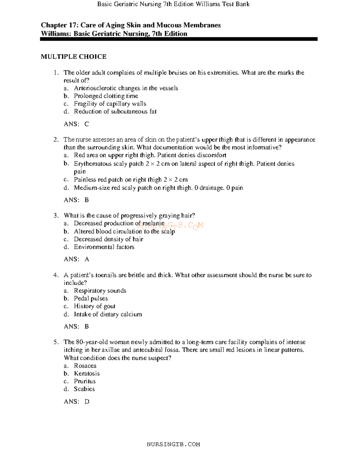 9780323554558 \17 - geriatrics notes, answer key, and page guide ...