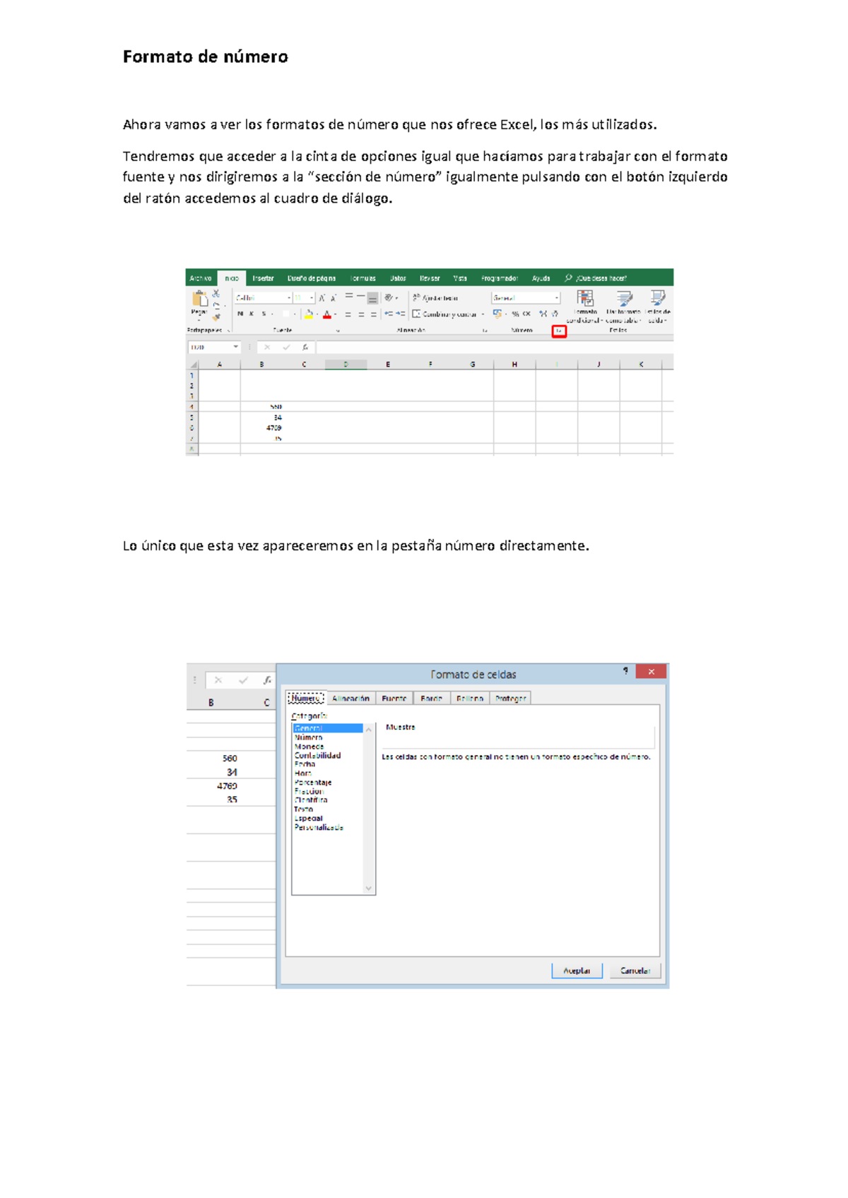 Formato Numero - APUNTES EXCEL - Formato de número Ahora vamos a ver ...
