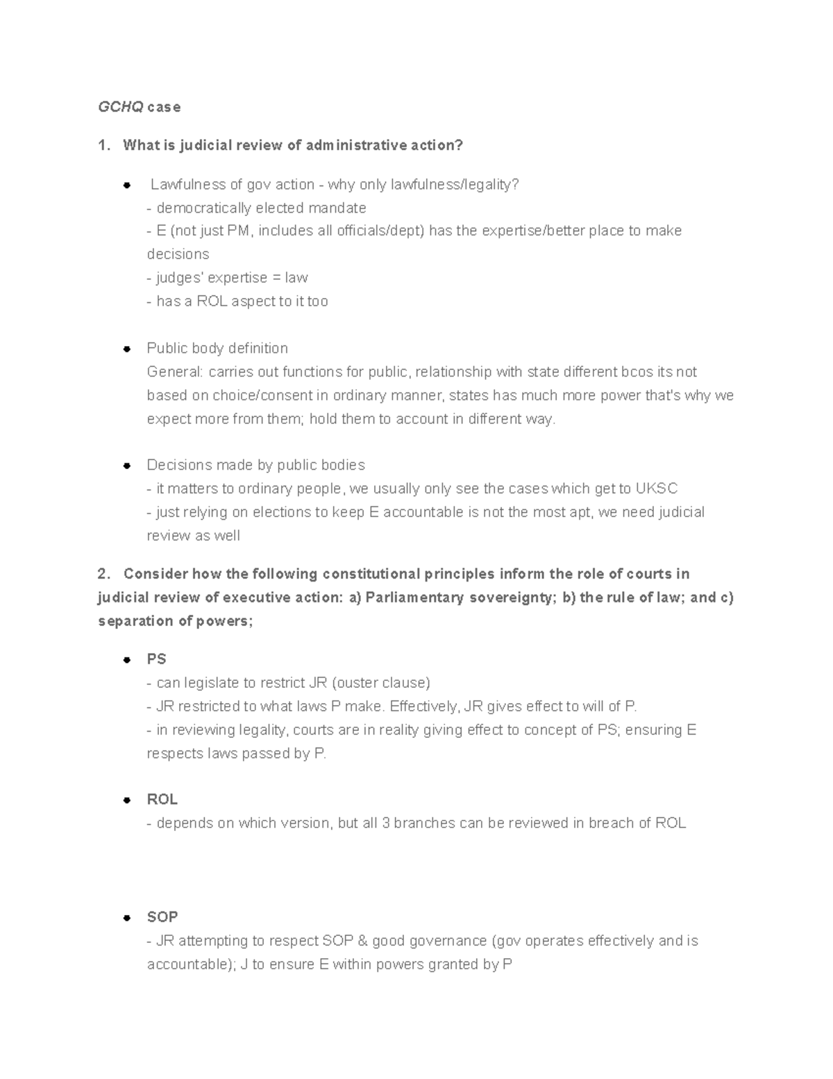 Tutorial 8 Judicial Review Of Administrative Action GCHQ Case 1