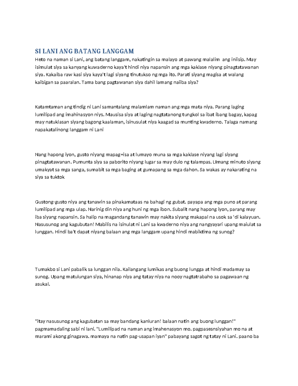 SI LANI ANG Batang Langgam - SI LANI ANG BATANG LANGGAM Heto na naman ...