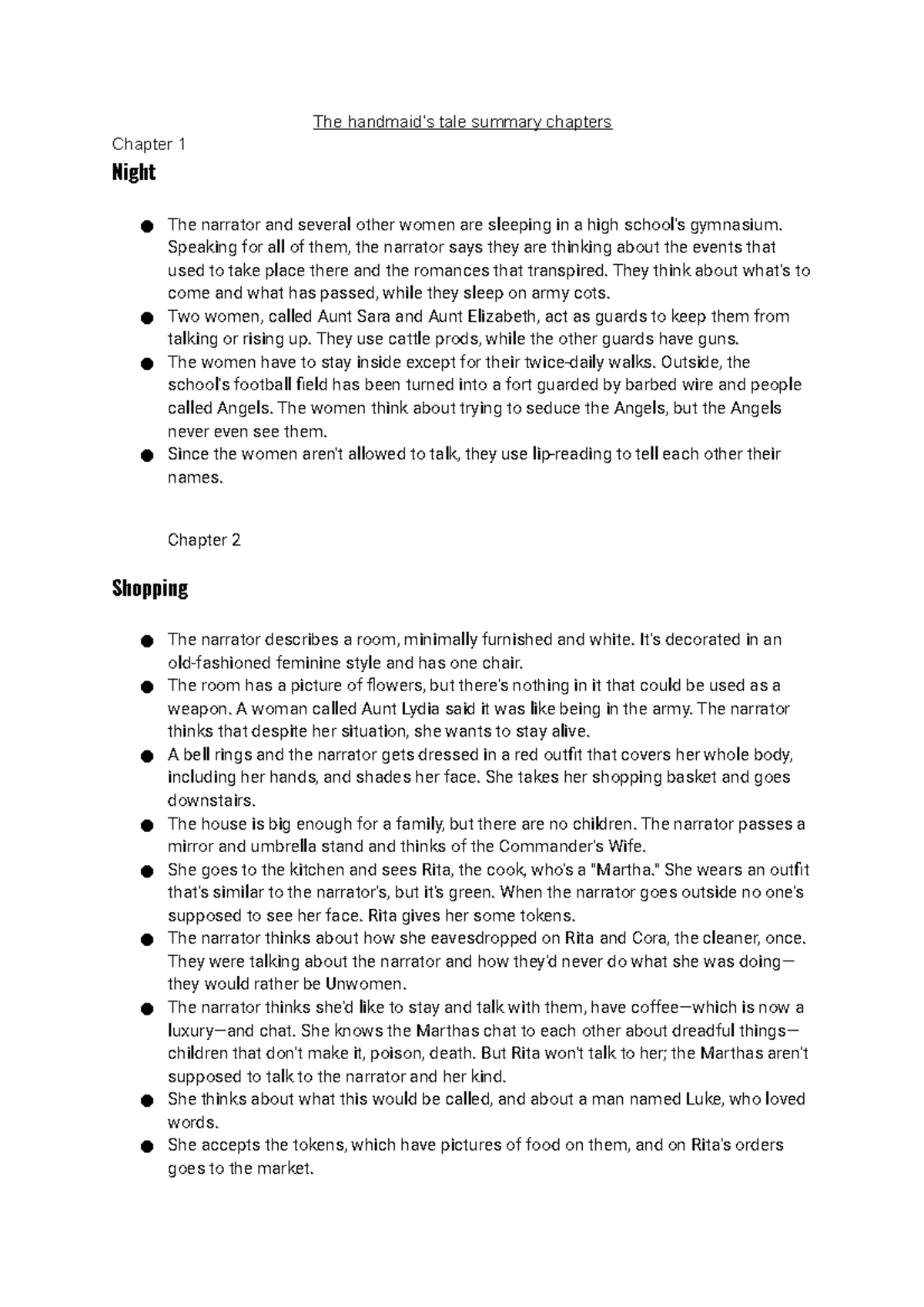 The handmaid’s tale summary chapters - The handmaid’s tale summary ...