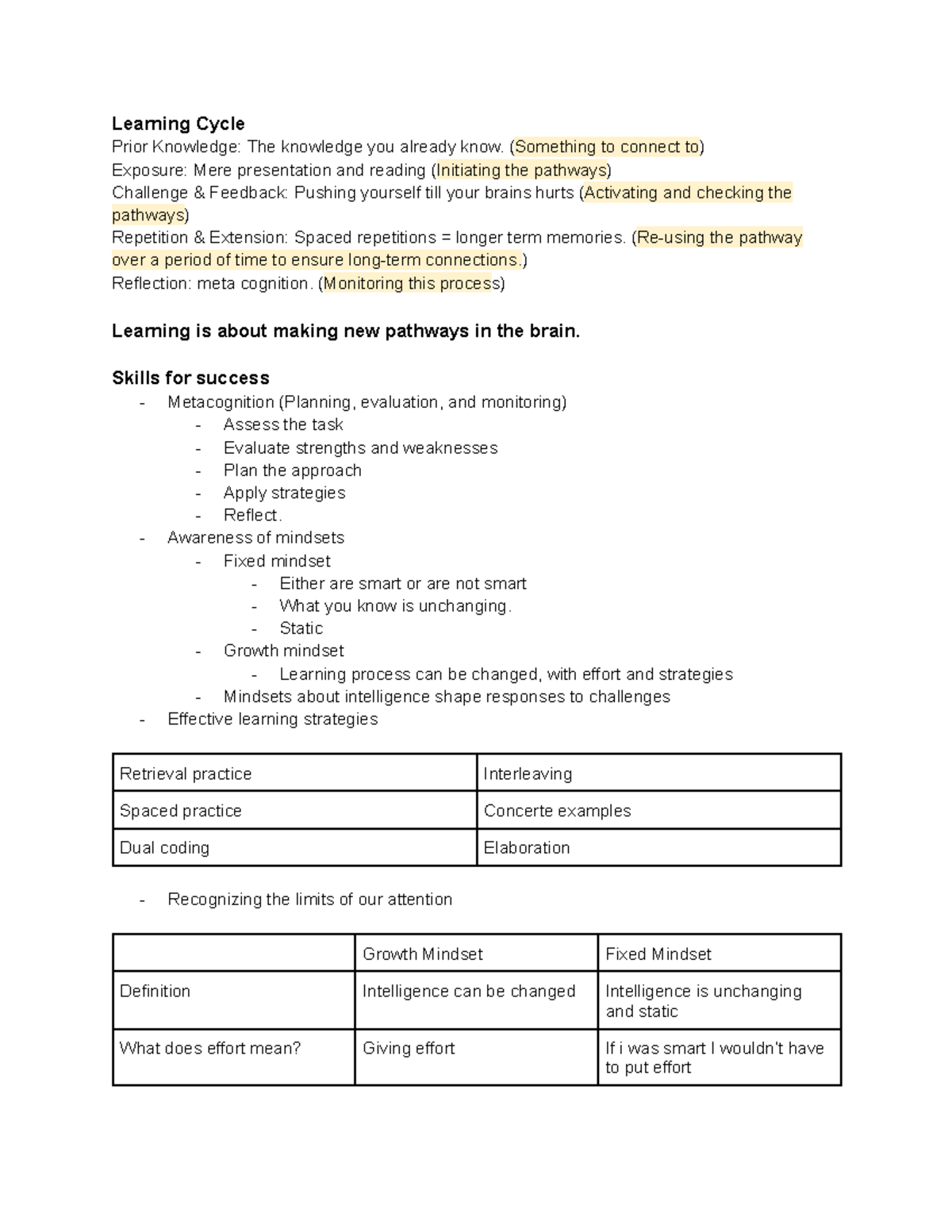 PSYC 100 - Notes for Psych - Learning Cycle Prior Knowledge: The ...