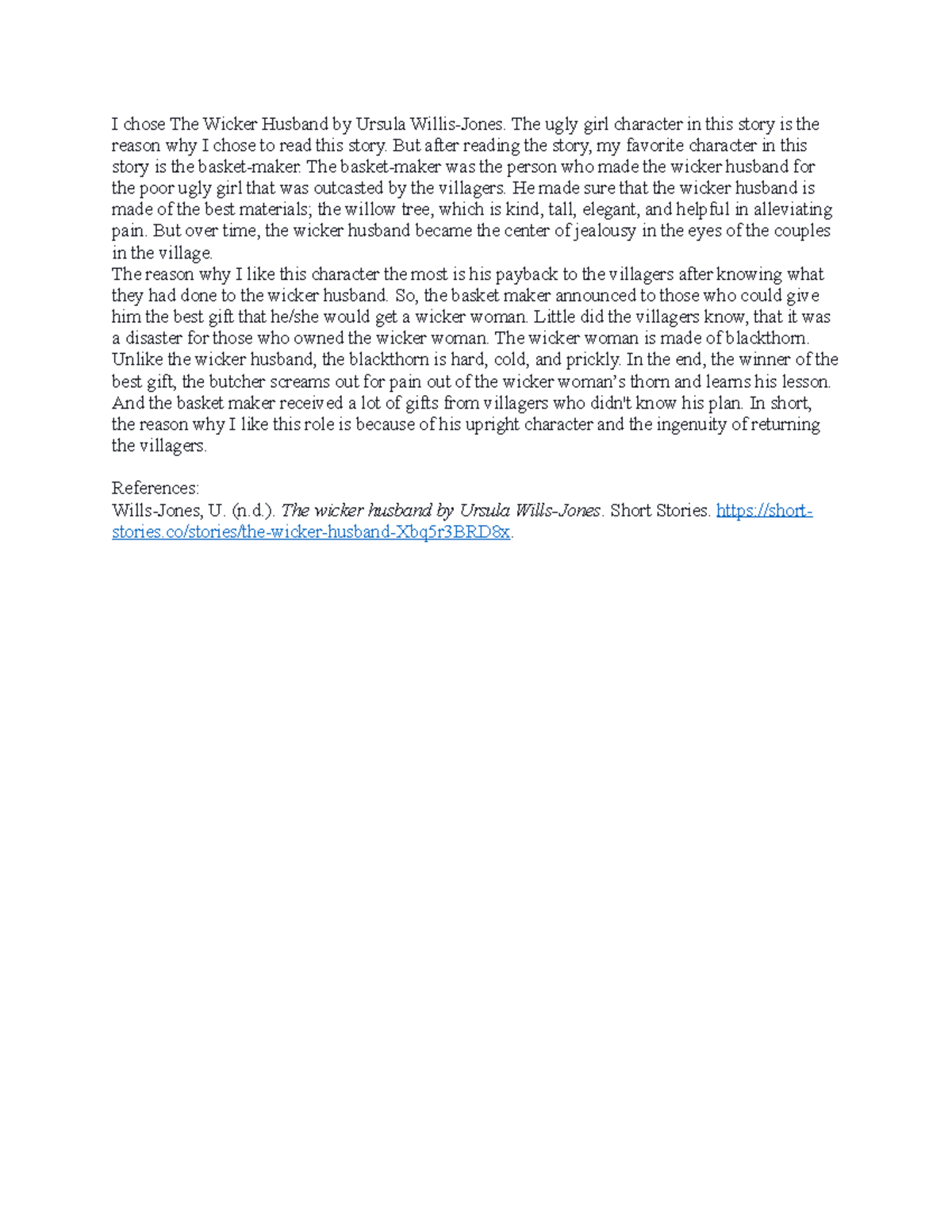 Engl 1405 discussion forum 6 - I chose The Wicker Husband by Ursula ...