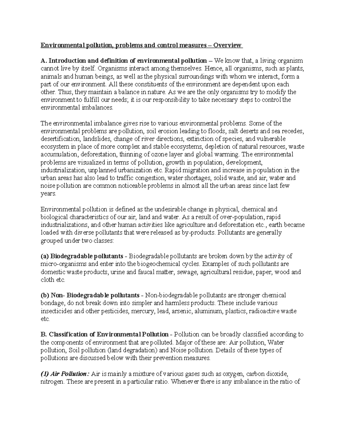 Environmental pollution - Introduction and definition of environmental ...