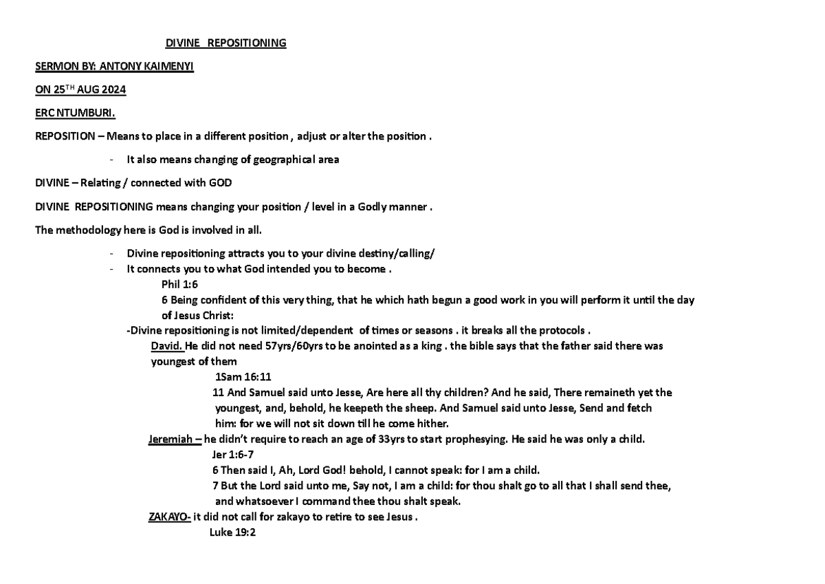 Divine Repositioning Antony Kaimenyi - DIVINE REPOSITIONING SERMON BY ...