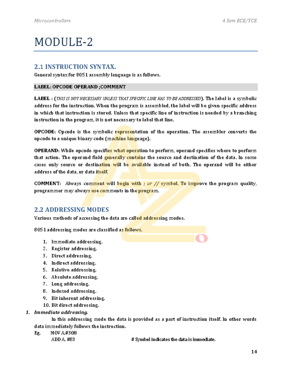 MC Mod2@Az Documents - Notes pdf - ADD A, MODULE- 2 INSTRUCTION SYNTAX ...