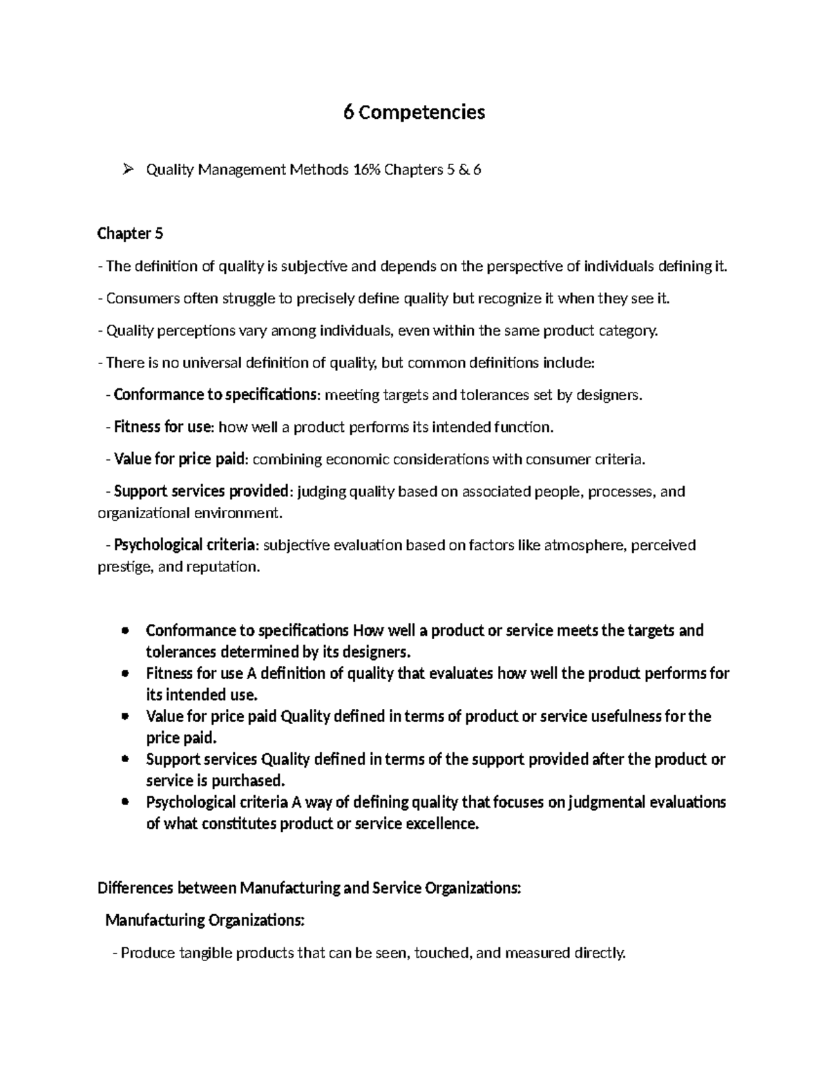 C215 Notes - Summary of the based on the setting of the OA - 6 ...