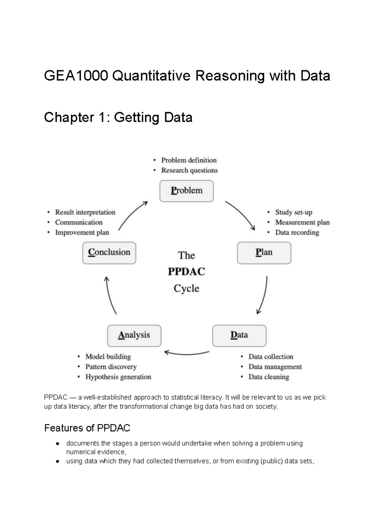 GEA1000 Chapter 1 Week 1 - GEA1000 Quantitative Reasoning with Data Chapter 1 : Getting Data The ...