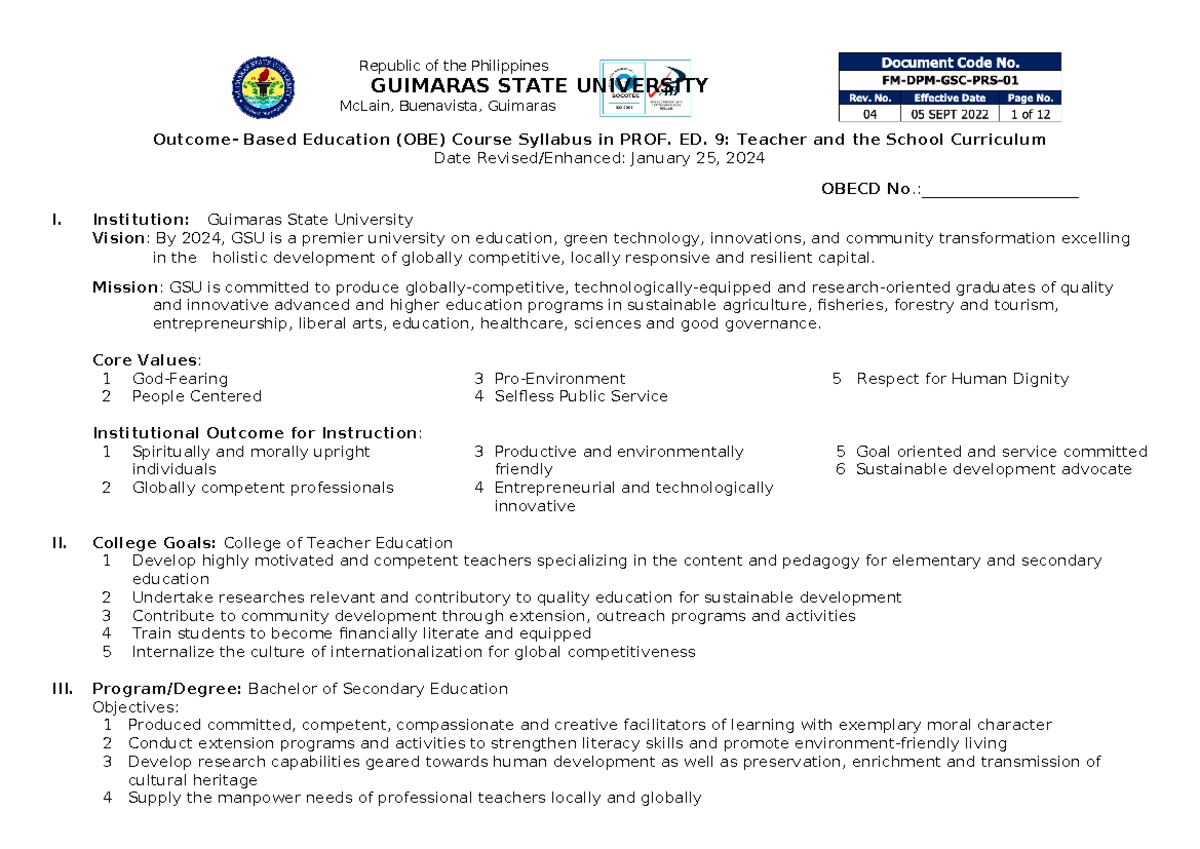 PROF ED 9 23 24 SS English - GUIMARAS STATE UNIVERSITY McLain ...