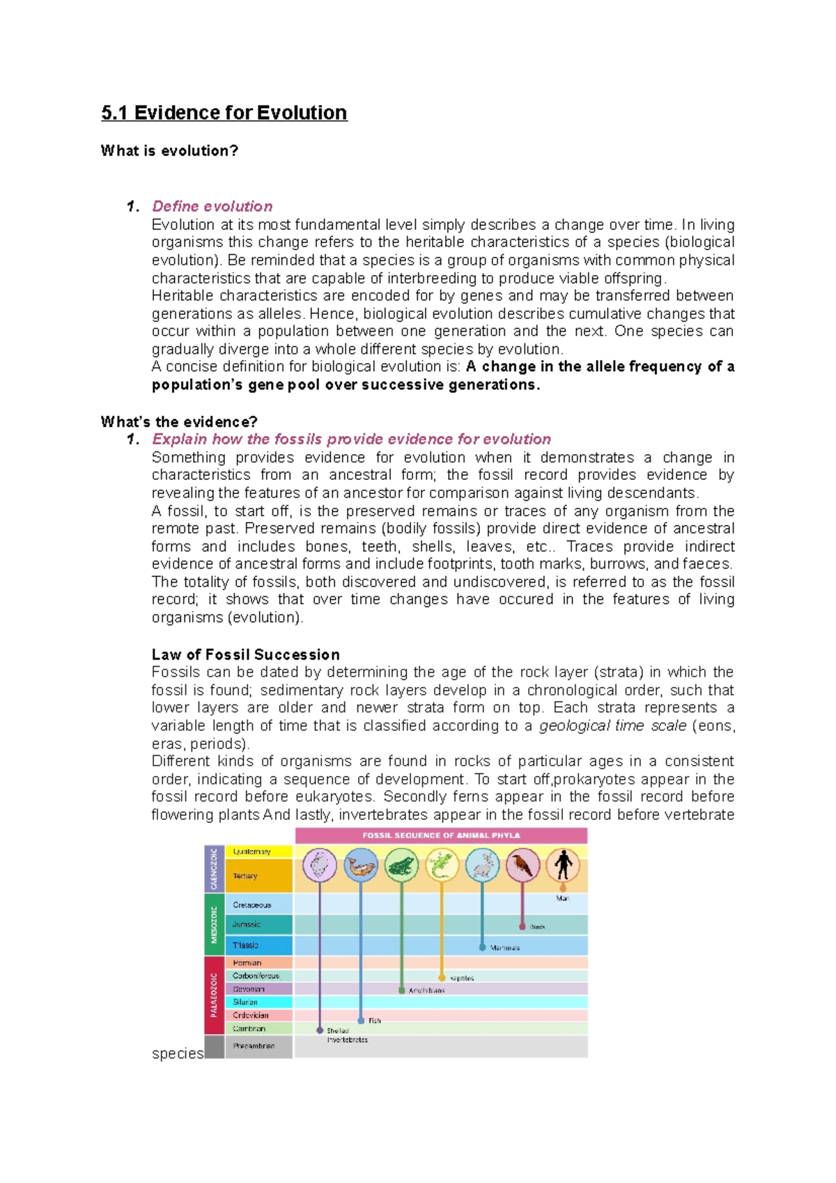 Evolution - 5 Evidence for Evolution What is evolution? 1. Define ...