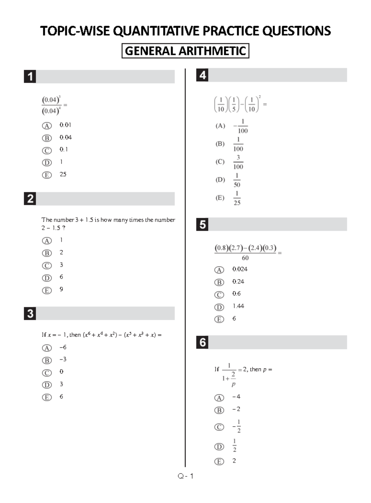 GRE Quant - practice questions - The number 3 + 1 is how many times the ...