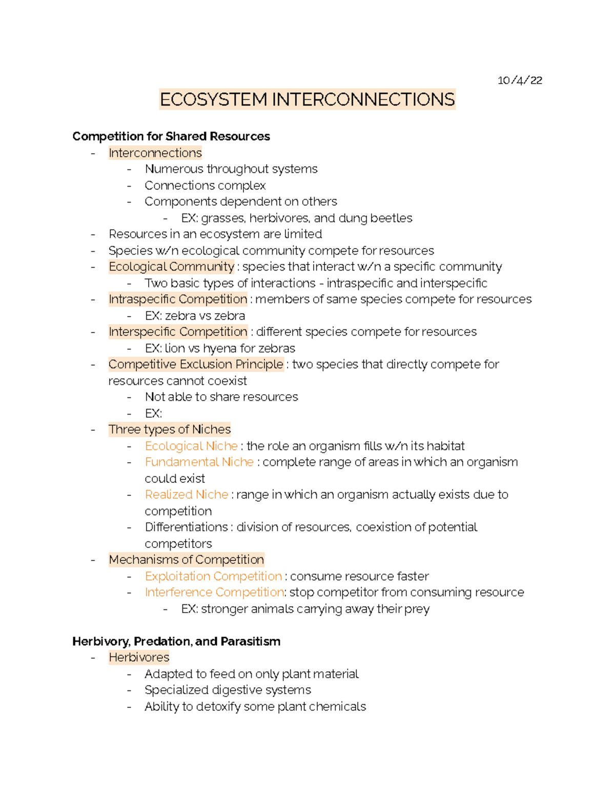 Chapter 6 Ecosystem Interconnections - 10/4/ ECOSYSTEM INTERCONNECTIONS ...