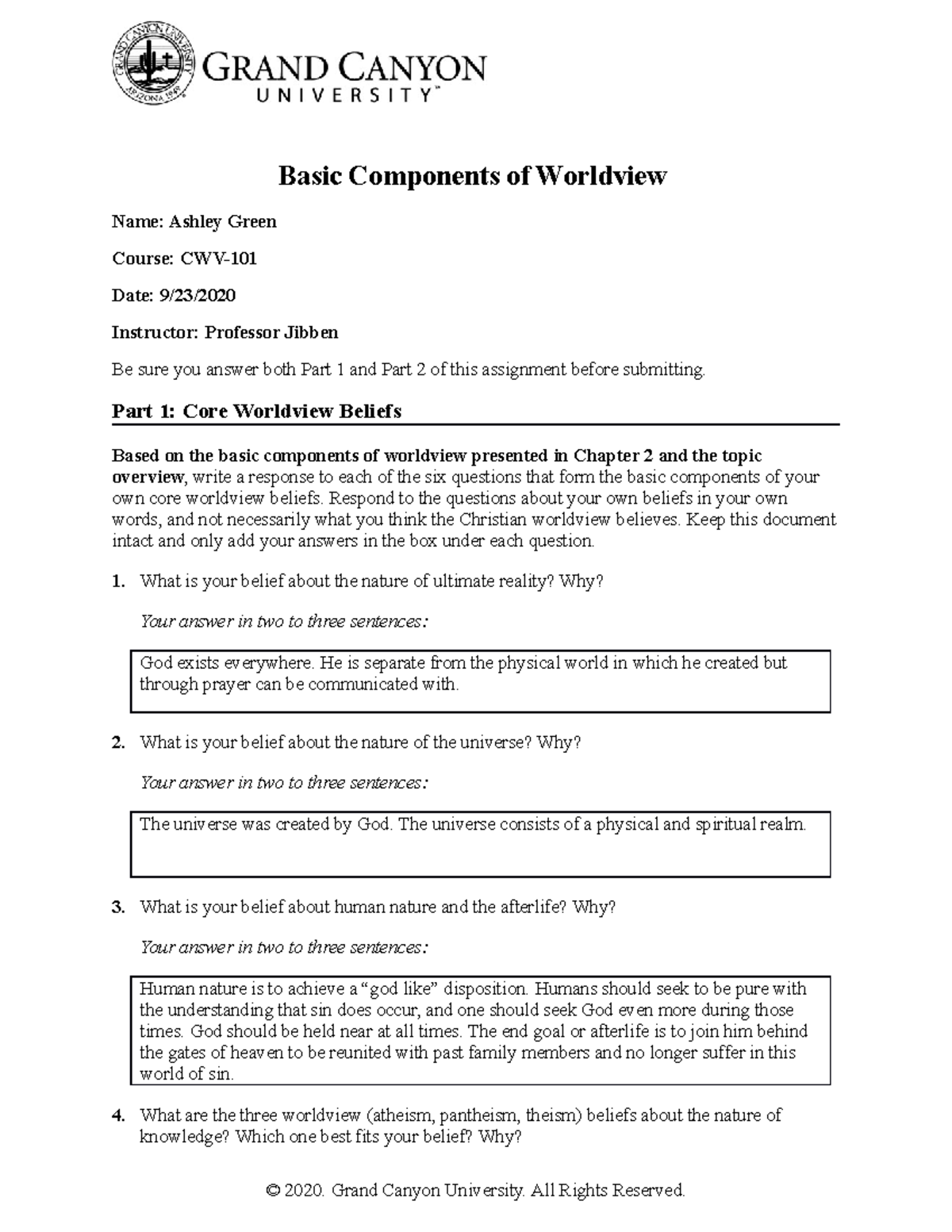 CWV 101 301 RS T1Basic Components Of Worldview - Basic Components of ...