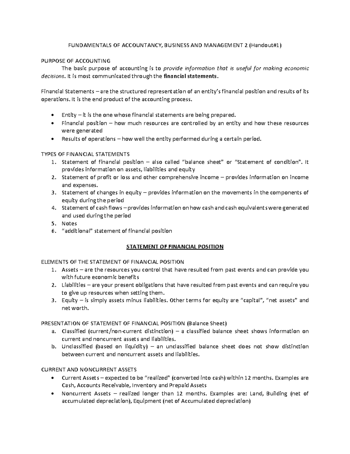 Acctg 2 Handout-1 - Reviewer - FUNDAMENTALS OF ACCOUNTANCY, BUSINESS ...
