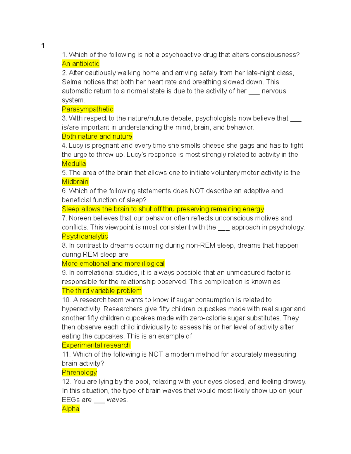 Psych practice questions and SG - 1 Which of the following is not a ...