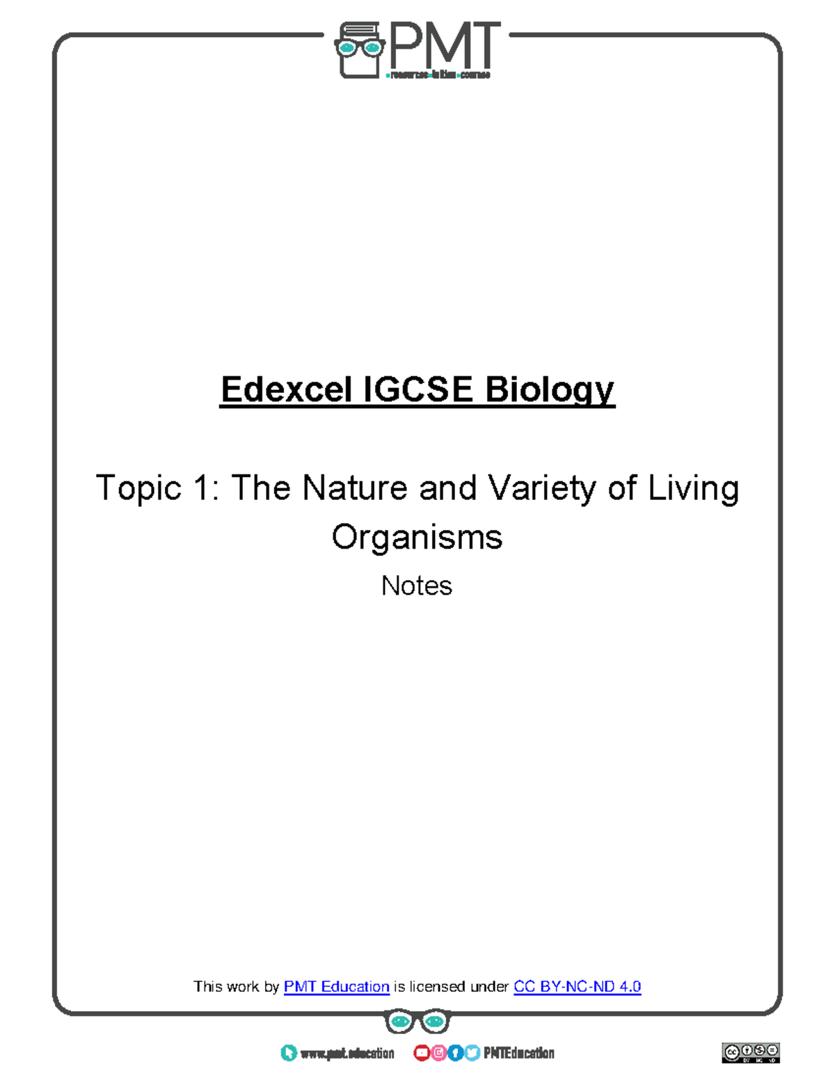 Bio notes - bit/pmt-edu-cc bit/pmt-cc Edexcel IGCSE Biology Topic 1 ...