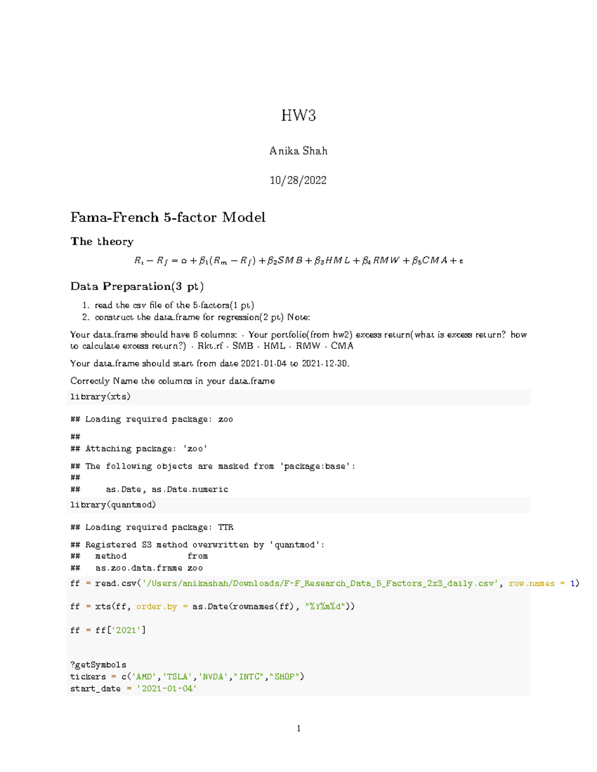 Linear Regression Analysis of Portfolio Returns - Studocu