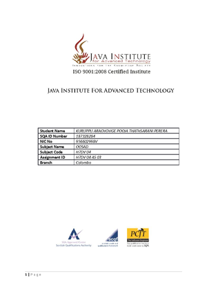 Oosadassignment 2 - it's the programming part - Java Institute for ...