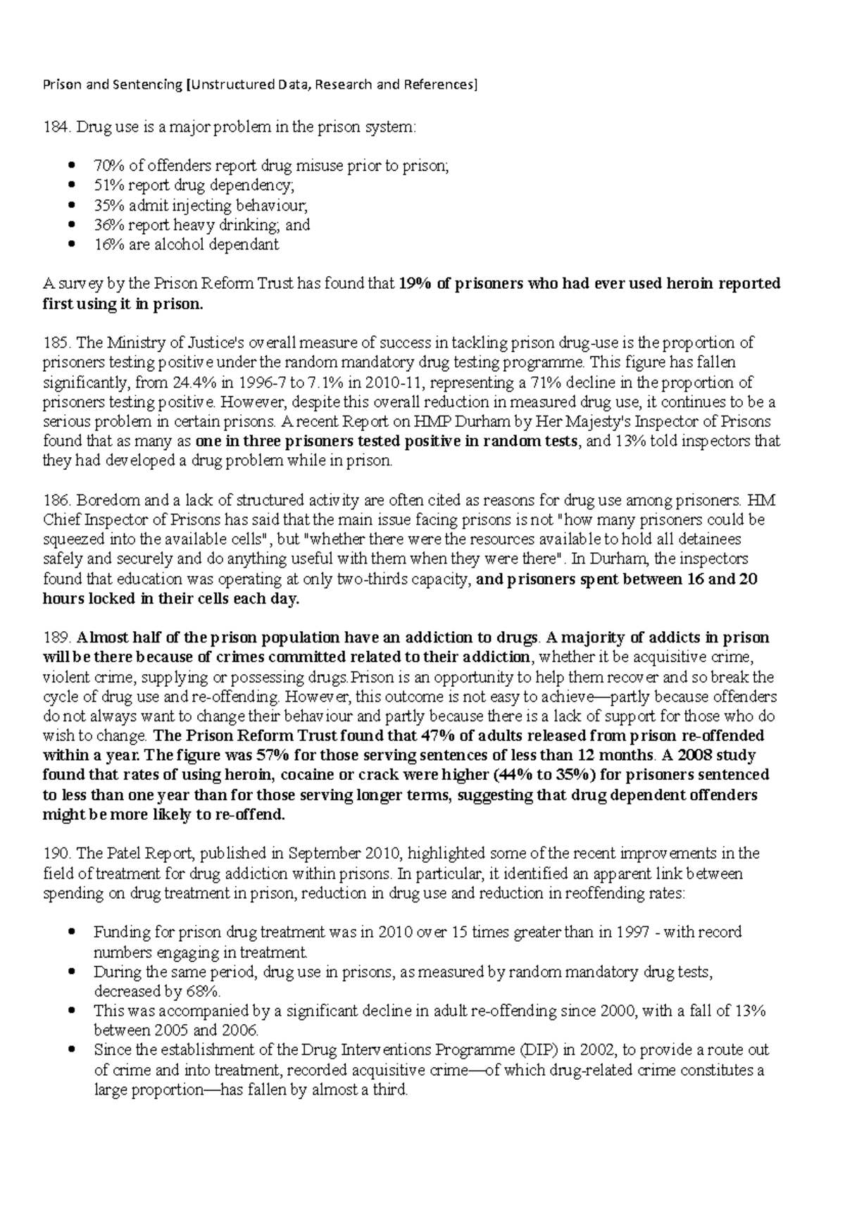 Prison and Sentencing [Unstructured Data, Research and References ...