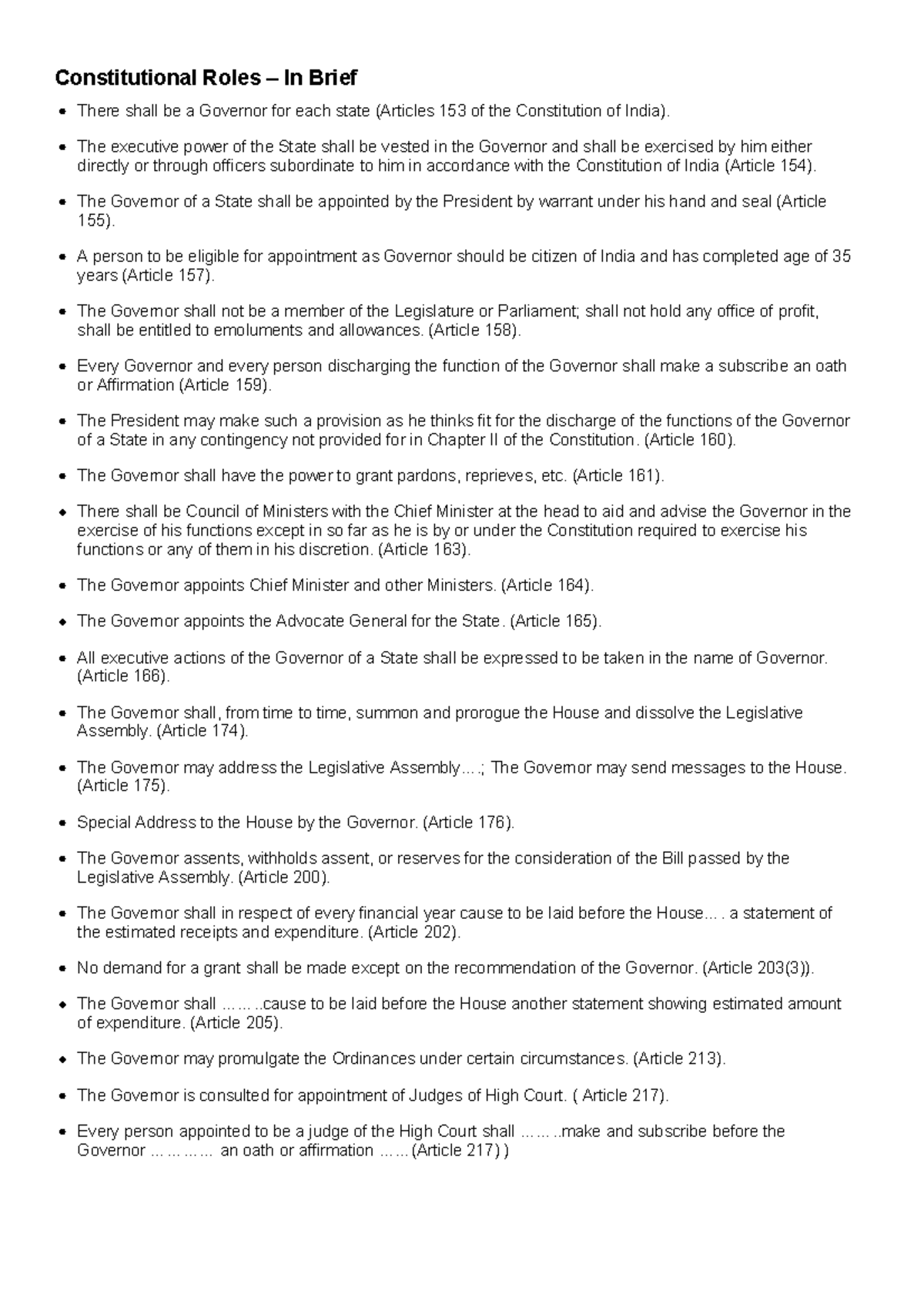 Constitutional Roles - priya garg - Constitutional Roles – In Brief ...