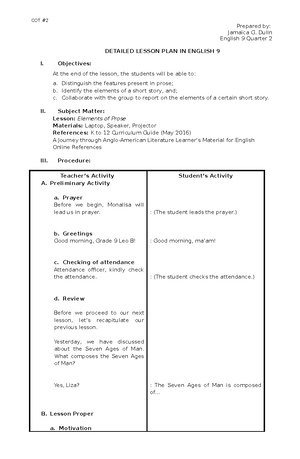 G9 English Lesson Exemplar 1st Quarter - LESSON EXEMPLAR Grade 9 ...
