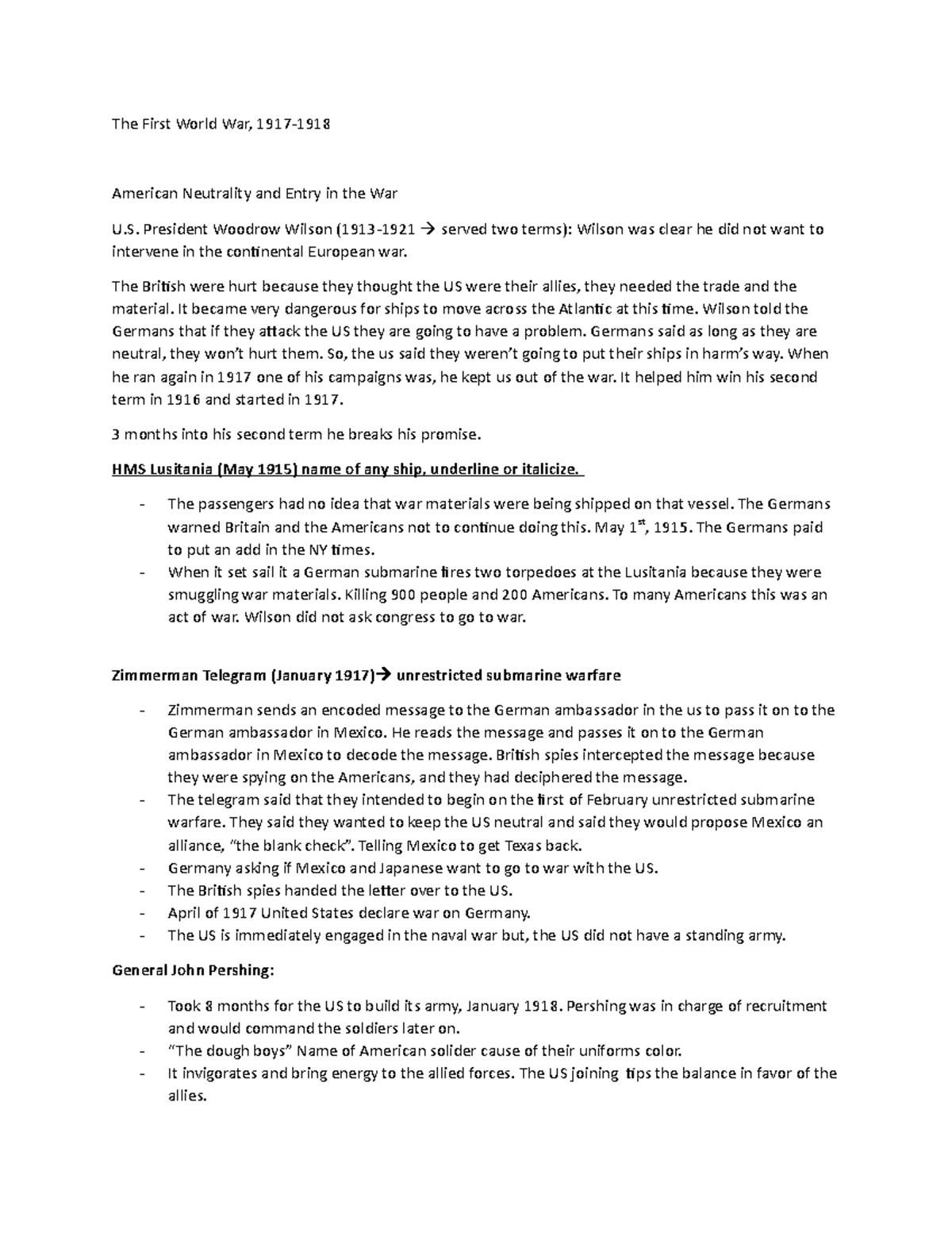 1.4 The First World War 1917-1918 - The First World War, 1917- American ...
