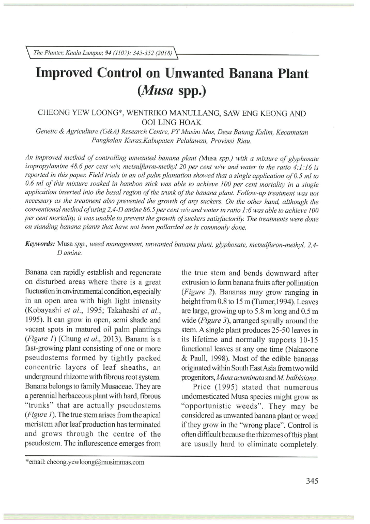 Improved Control on Unwanted Banana Plant - Random Paper - UiTM - Studocu