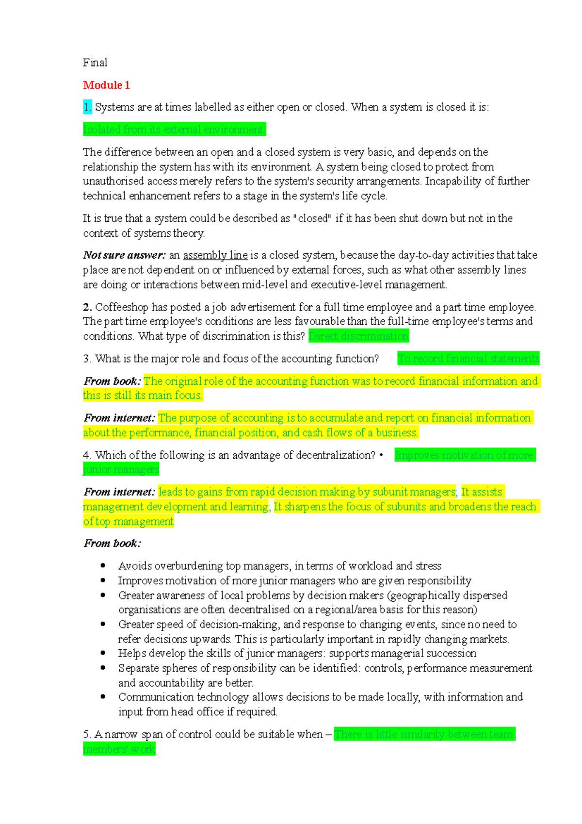 Accounting and business - Final Module 1 Systems are at times labelled ...