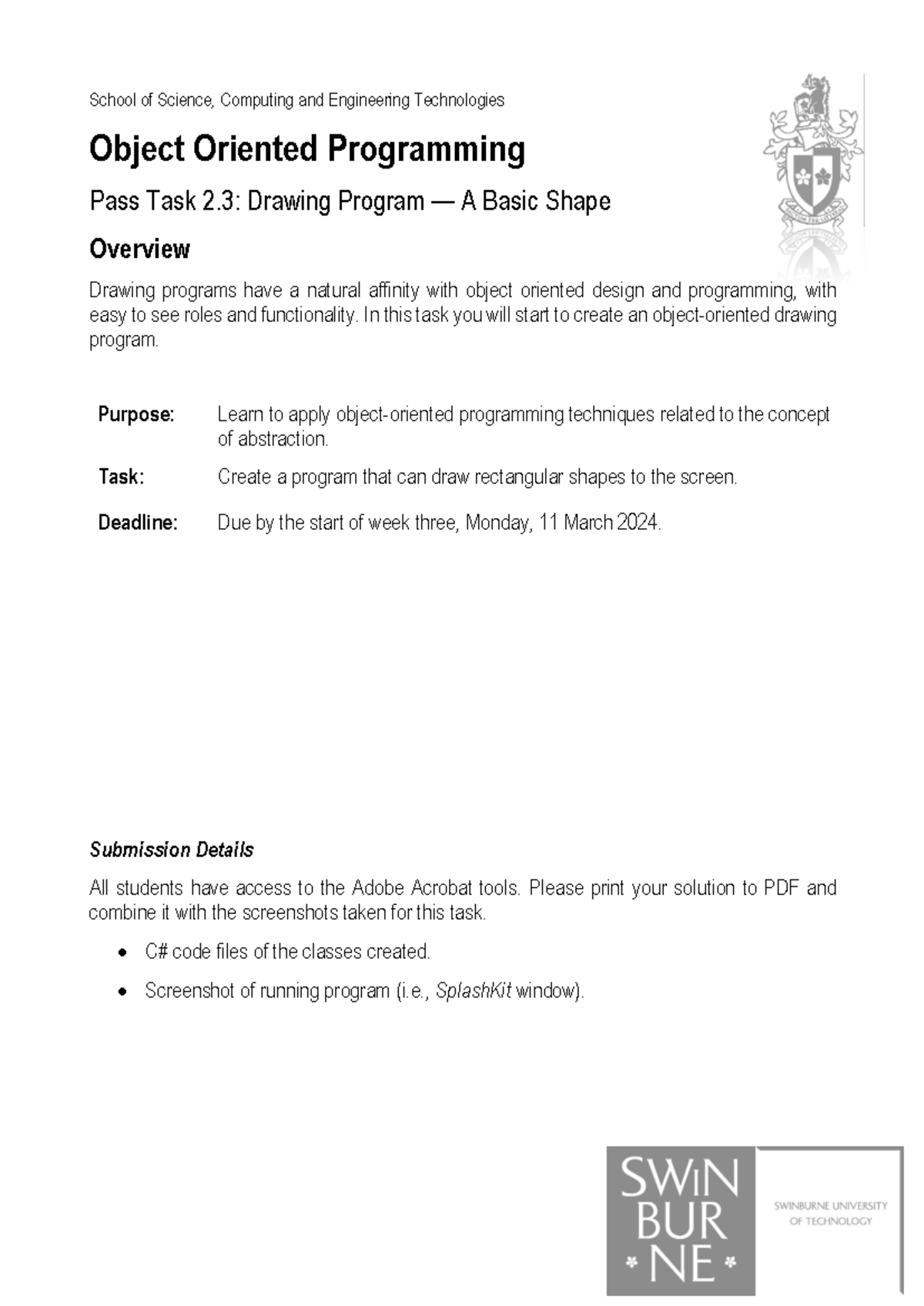 2.3P - Drawing Program - A Basic Shape - School of Science, Computing ...