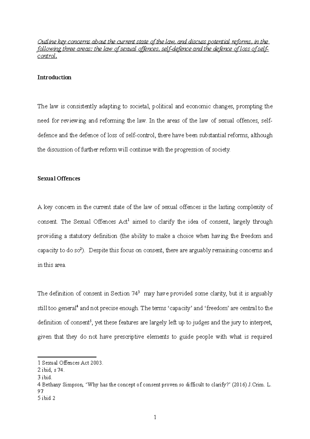 Criminal Law Coursework - Outline key concerns about the current state ...