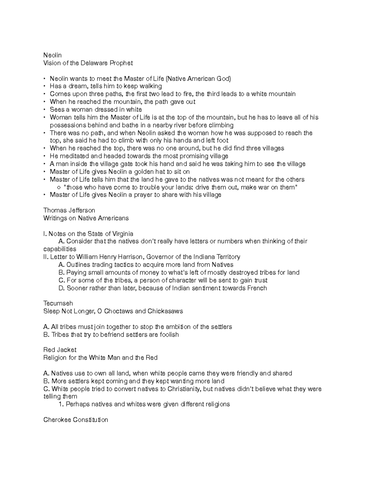 United States Policy and Native American Response - Neolin Vision of ...