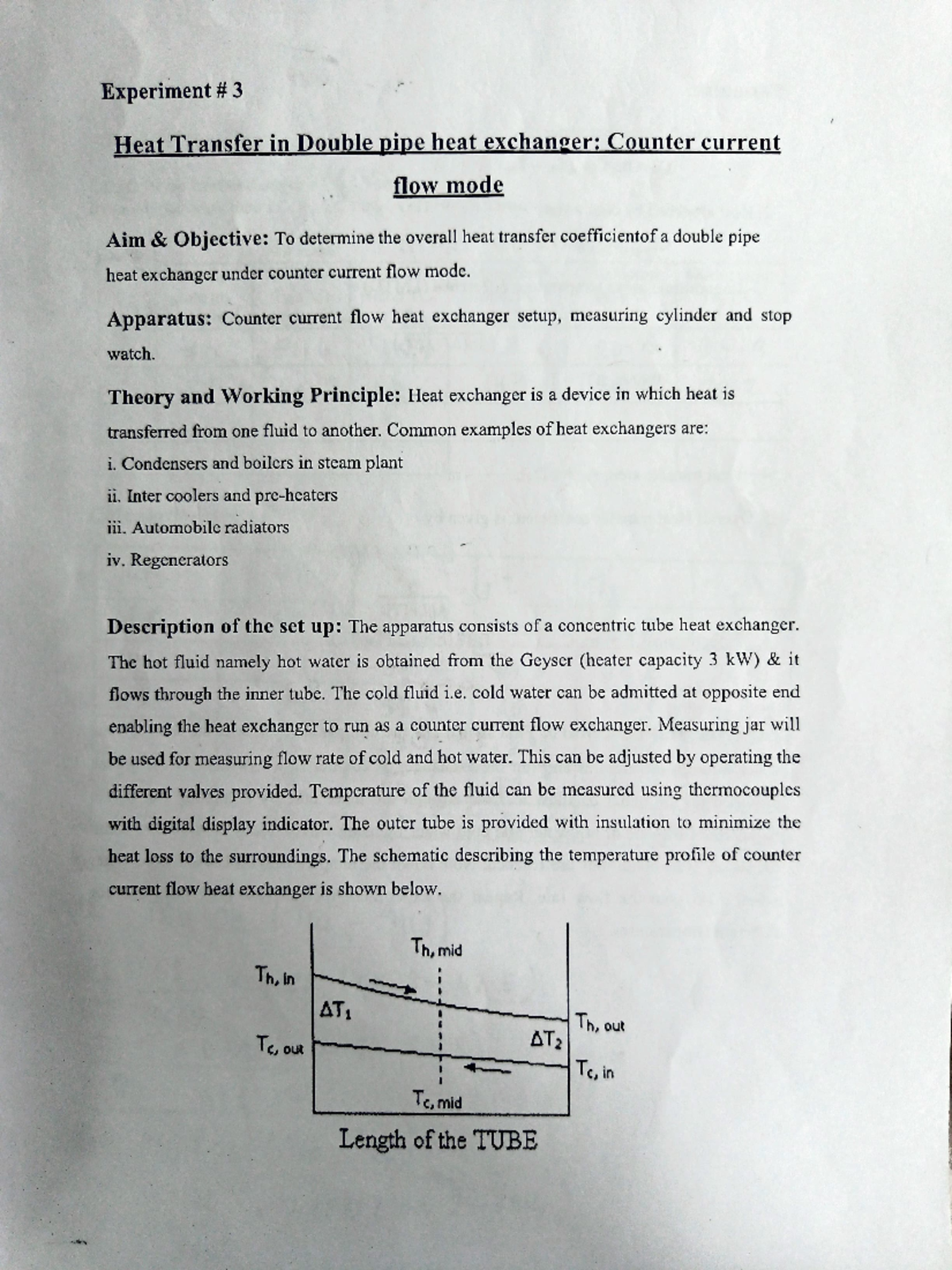 Iuo 3 - Industrial unit operations lab - Experiment # Heat Transfer in ...