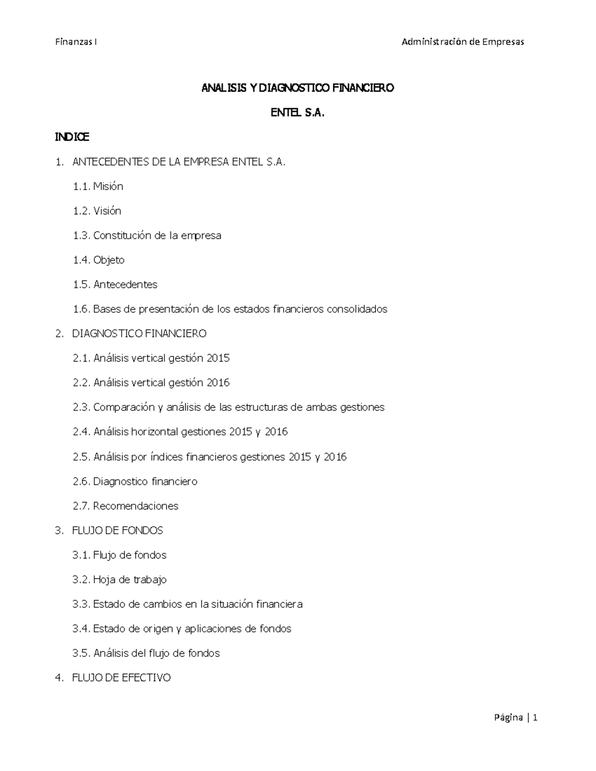 Analisis Y Diagnostico Financiero Entel S - ANALISIS Y DIAGNOSTICO ...