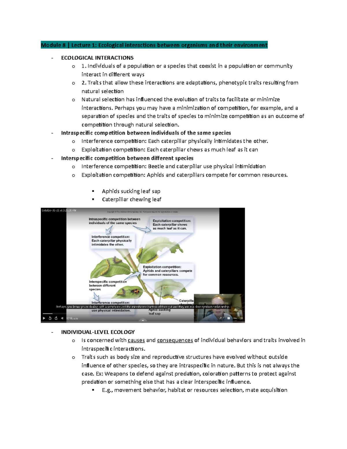 Bio 121 Module 8 extra lecture notes - Module 8 | Lecture 1: Ecological ...