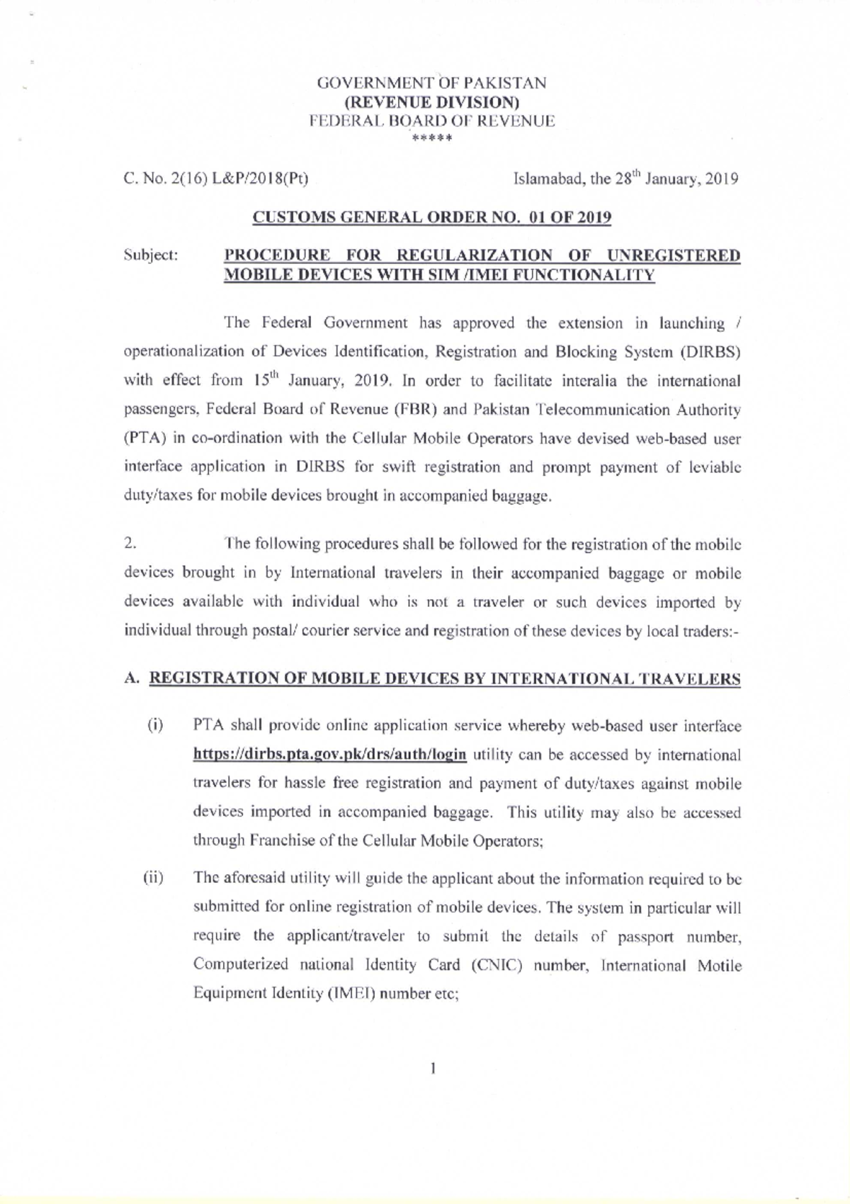 2019 1291113335707 Customs General Order 01-2019 - Civil engineering ...