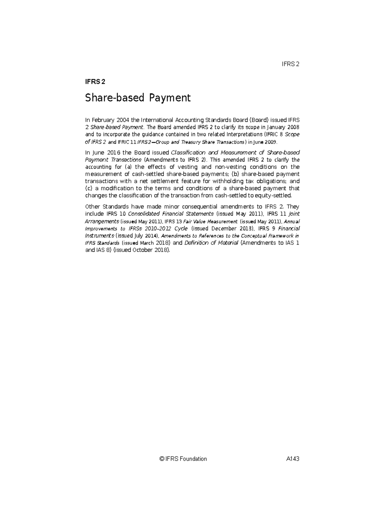 Ifrs 2 share based payment - IFRS 2 IFRS 2 Share-based Payment In ...