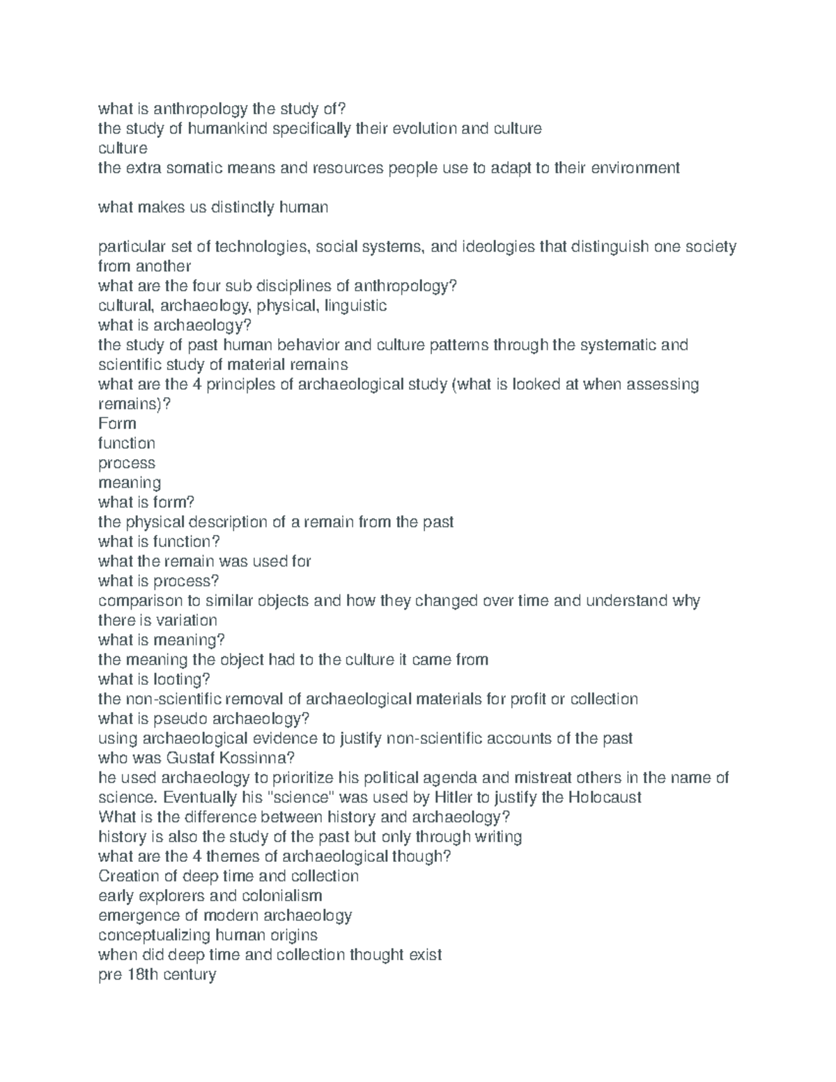 Intro to arch test1 - notes for test 1 - what is anthropology the study ...