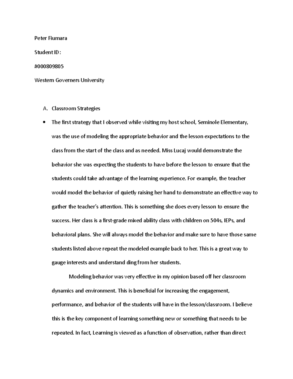 Pce task 1 WGU 21/22 - Peter Fiumara Student ID: Western Governers ...