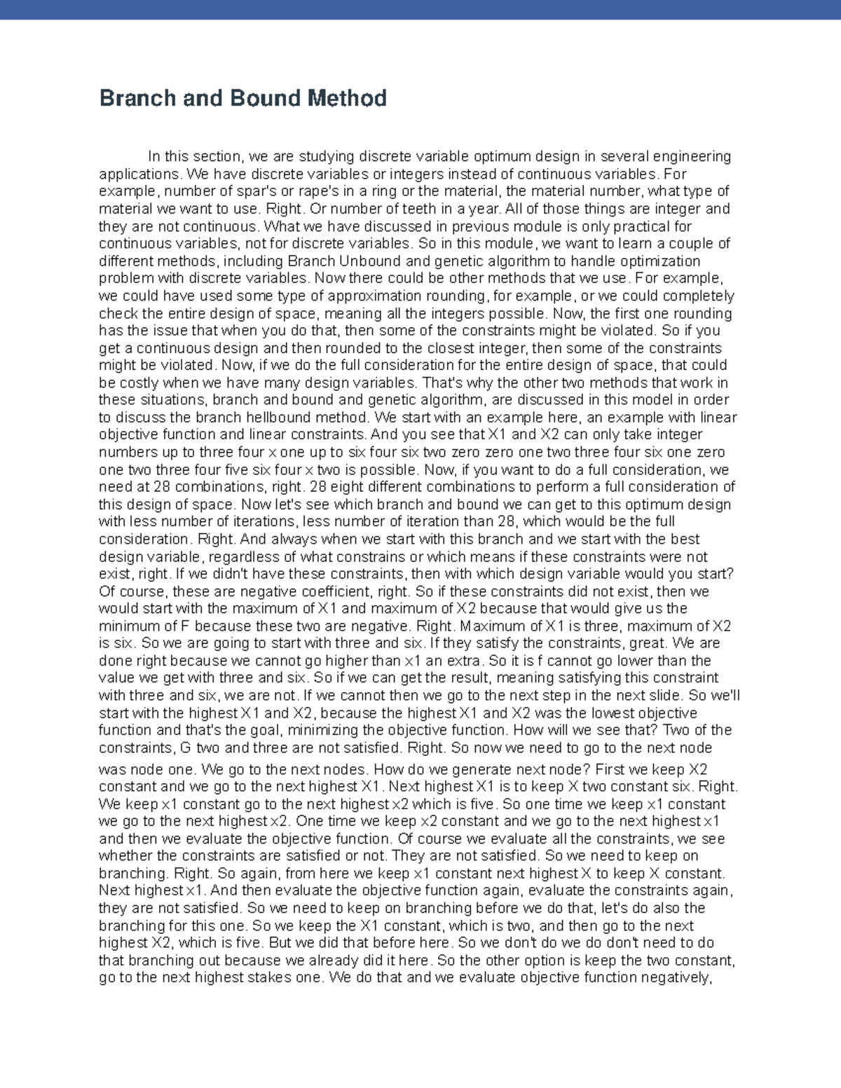 Branch and Bound Method - ?? Branch and Bound Method In this section ...