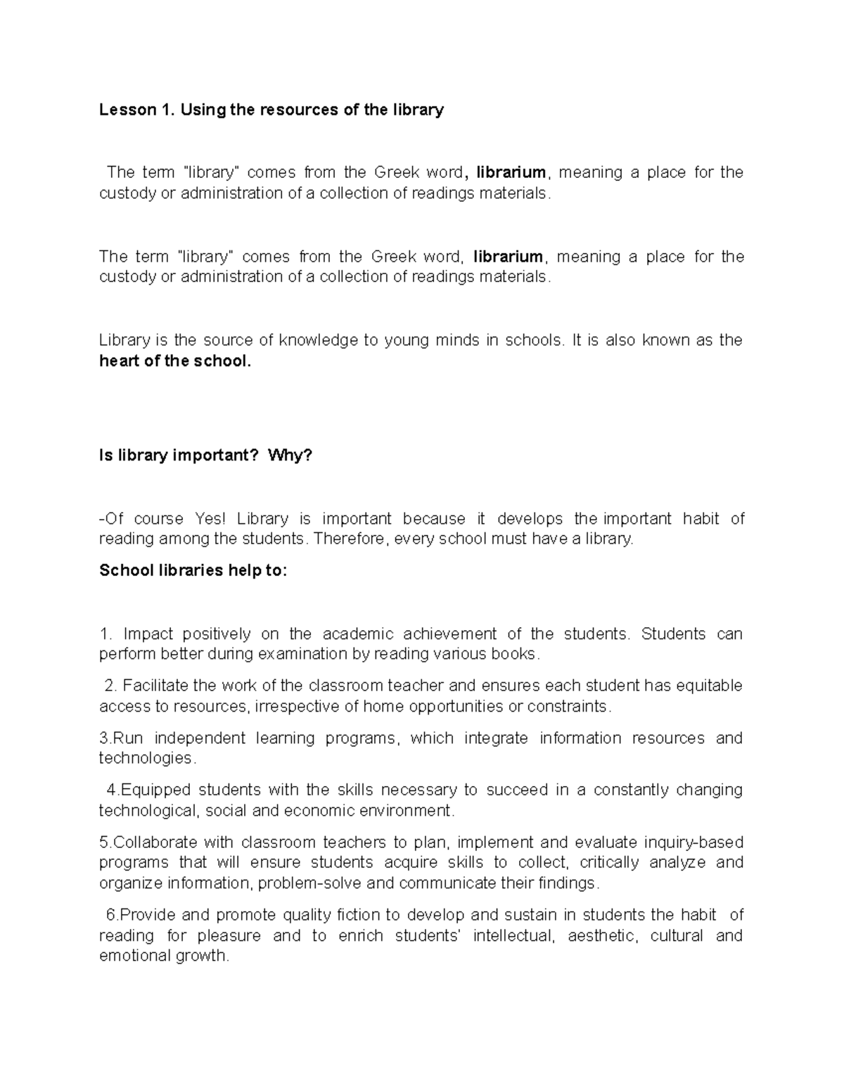 Lesson 1 2 3 edited - relfection - Lesson 1. Using the resources of the ...