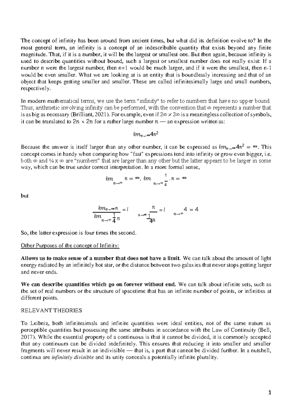 Applied Calculus Research Paper 1 - Introduction To Calculus ...
