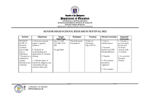 SHS Earthlife TOS Q2 - sample TOS - Republic of the Philippines ...