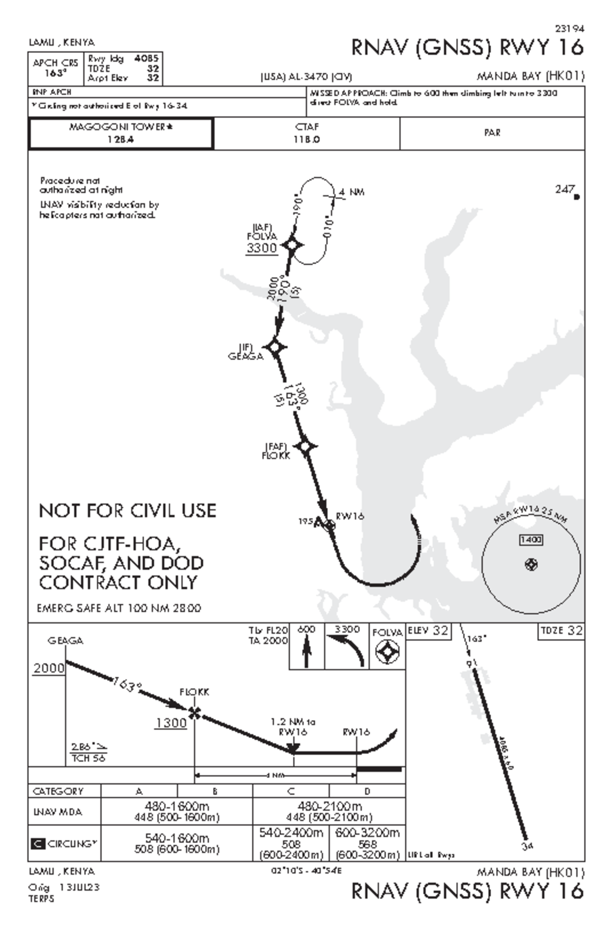 HKM1 RNAV GNSS 16 - Approach plates - 23194 LAMU , KENYA RNAV (GNSS ...