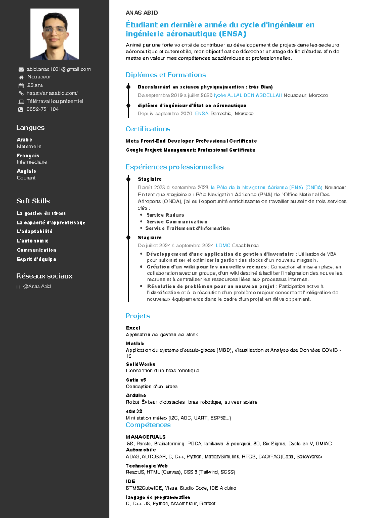 CV ANAS ABID - university of toronto - abid@gmail Nouaceur 23 ans ...