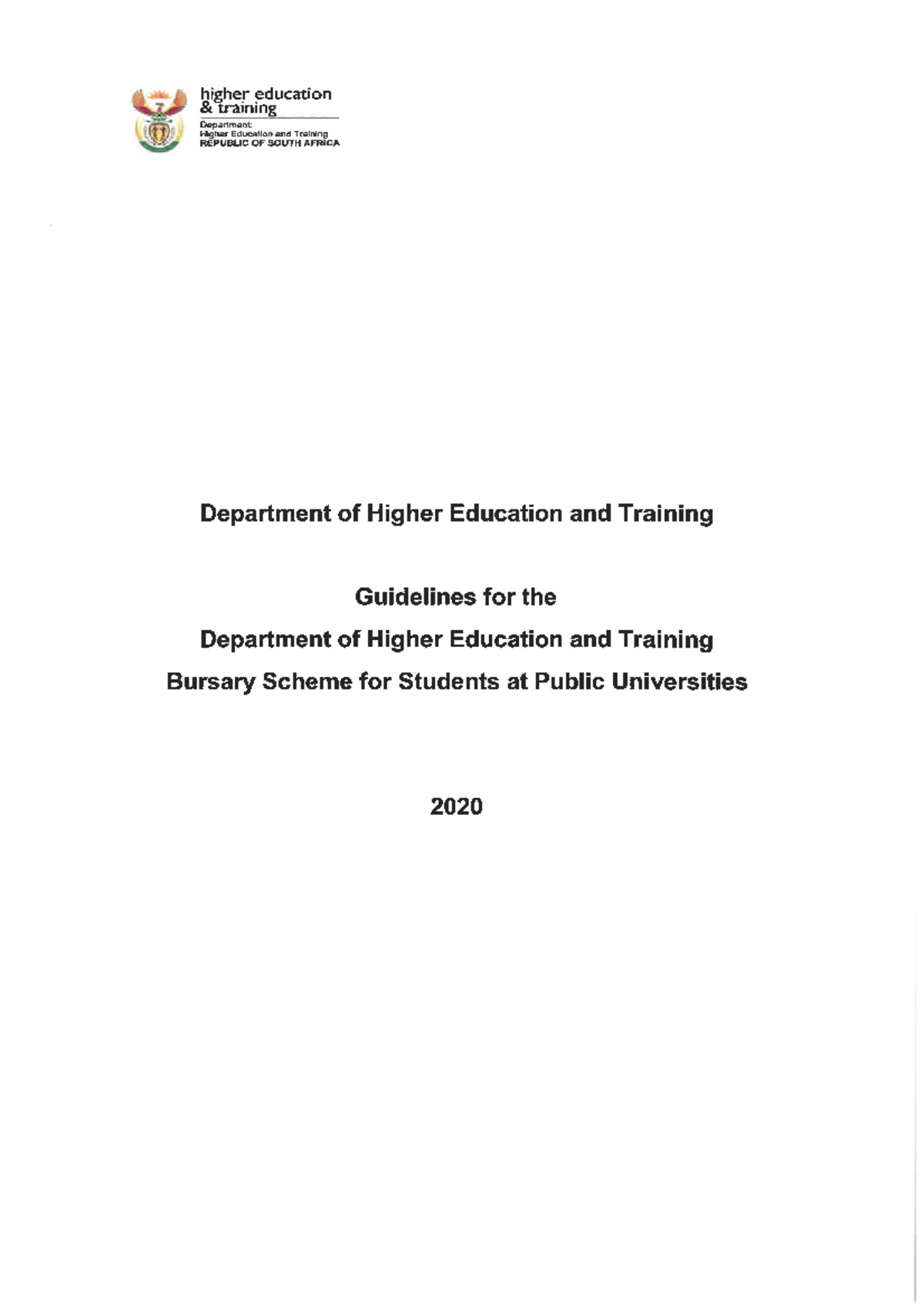 2020 Guidelines for the DHET Bursary Scheme for Student at Public ...