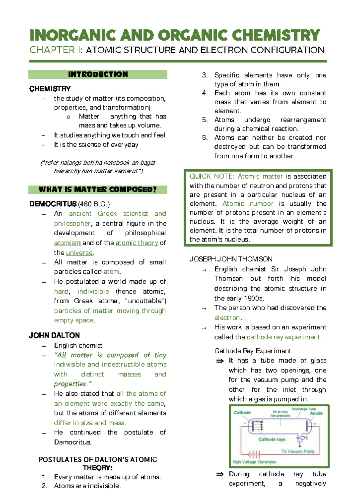 Inorgranic and Organic Chem - Chapter 1 - INORGANIC AND ORGANIC ...