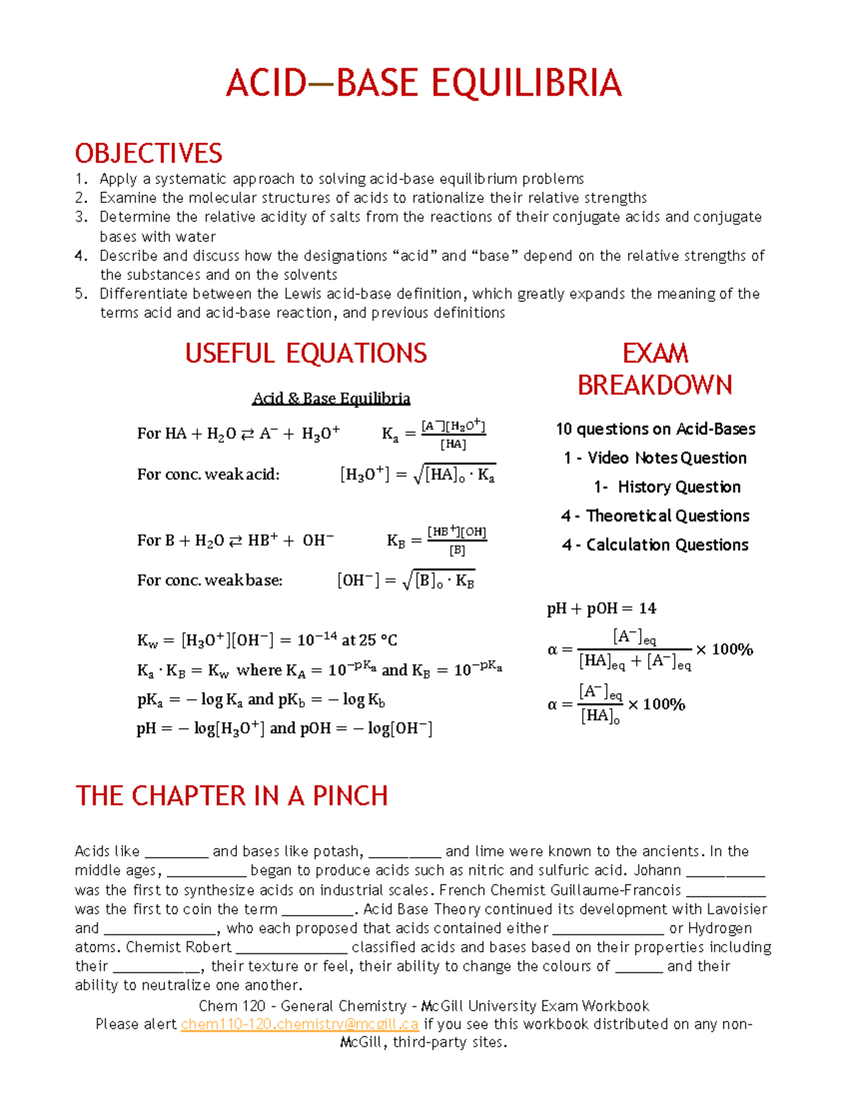 Chem Review Acid Base - Chem 120 – General Chemistry – McGill ...